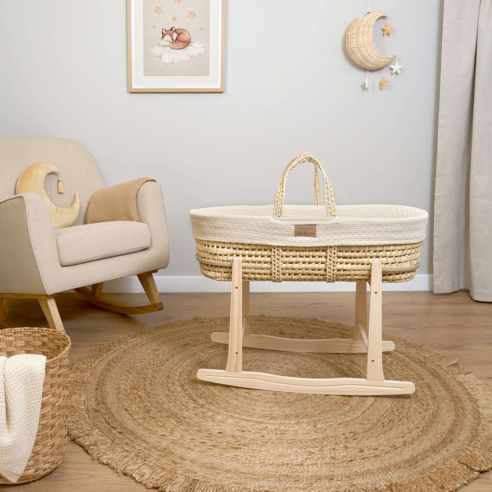 Organic Knitted Palm Moses Basket | Moses Baby Baskets & Bassinets ...