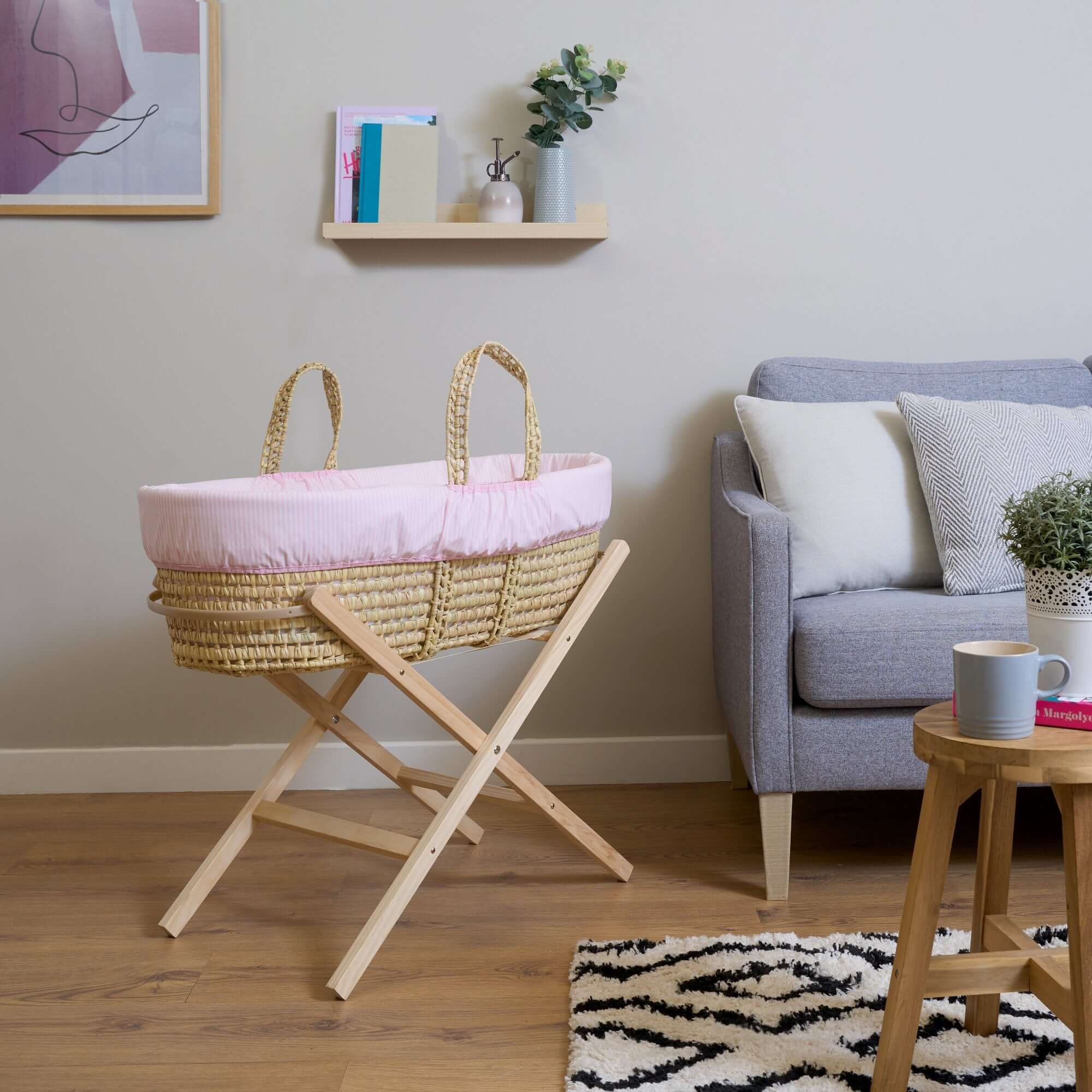 Stripe Palm Moses Basket | Moses Baby Baskets & Bassinets | Nursery ...
